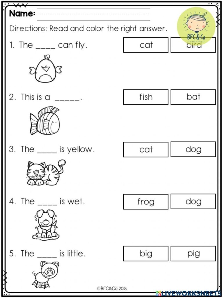 Kindergarten English Worksheets - Free Printable Worksheets