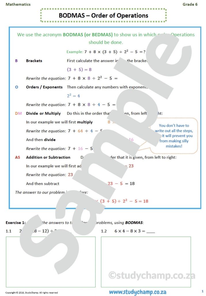 Bodmas Worksheet - Free Printable Worksheets