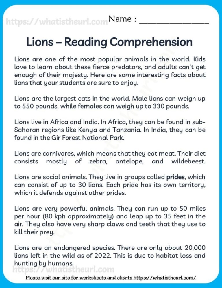 Reading Comprehension Pdf - Free Printable Worksheets