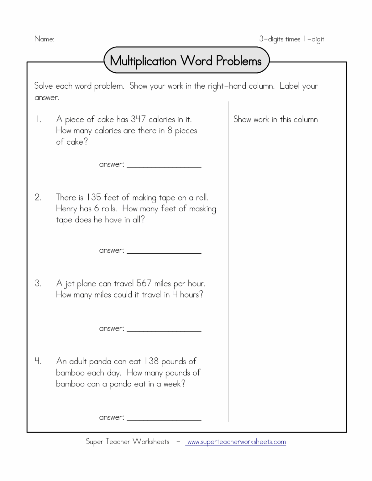 Multiplication Word Problems For Class 2 - Free Printable Worksheets