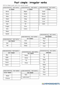 Regular And Irregular Verbs Worksheet - Free Printable Worksheets