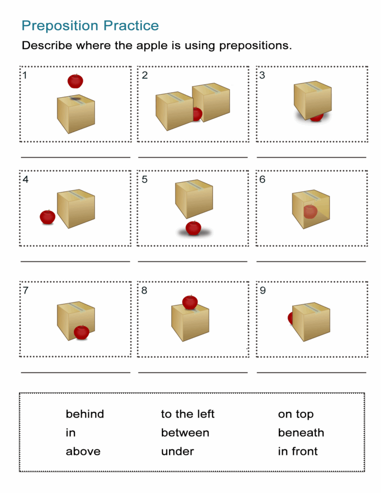 Preposition Worksheets - Free Printable Worksheets