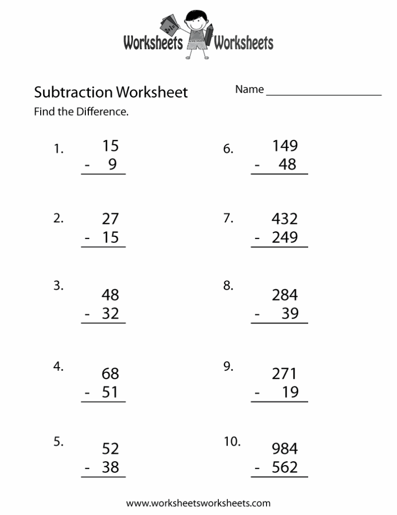 Subtraction Problems - Free Printable Worksheets