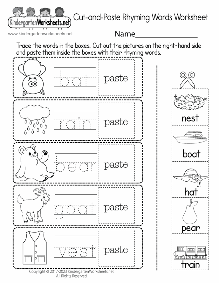 Rhyming Words For Kindergarten Printable - Free Printable Worksheets