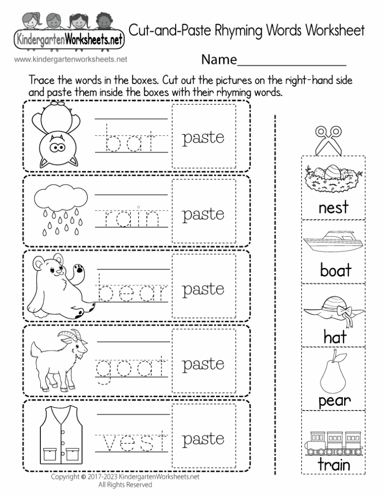 Rhyming Words For Kindergarten Printable - Free Printable Worksheets