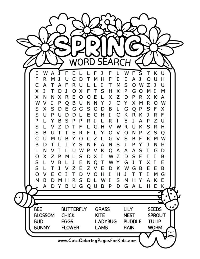 Spring Word Search Puzzles Printable - Free Printable Worksheets