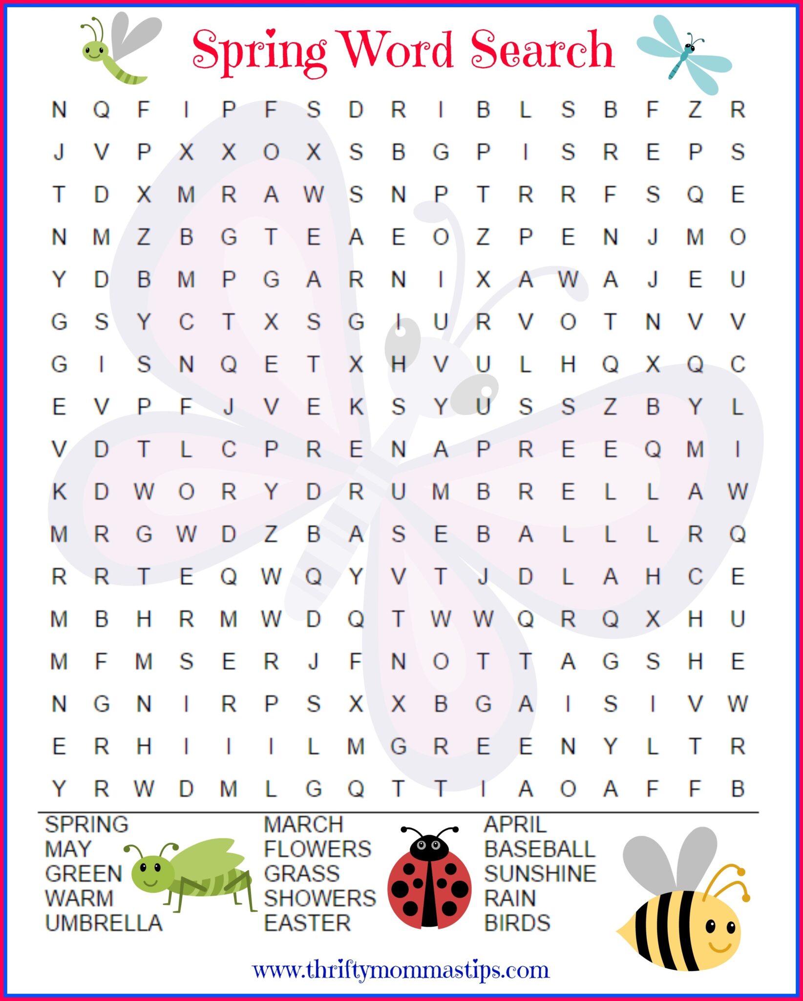 Spring Word Find Printable - Free Printable Worksheets