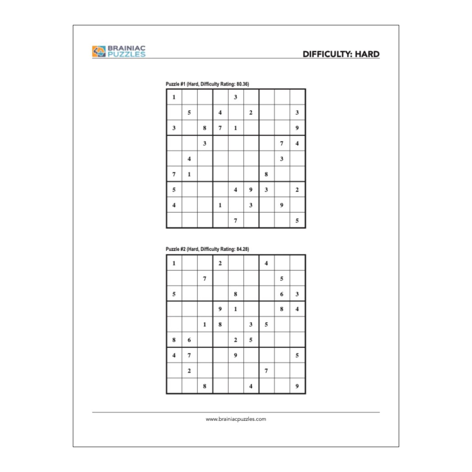 Printable Hard Sudoku Puzzles - Free Printable Worksheets