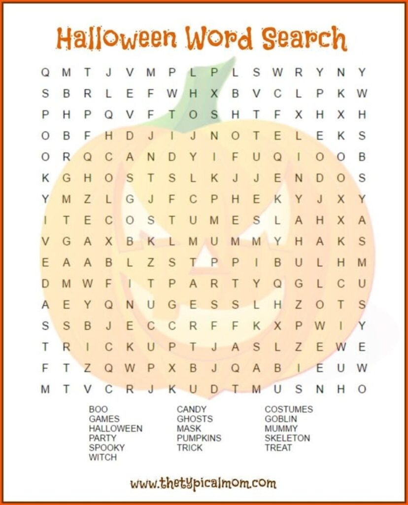 Halloween Word Search Printables - Free Printable Worksheets