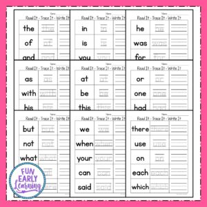 Free Printable Sight Words For Kindergarten - Free Printable Worksheets