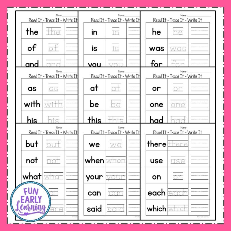 Free Printable Sight Words For Kindergarten - Free Printable Worksheets