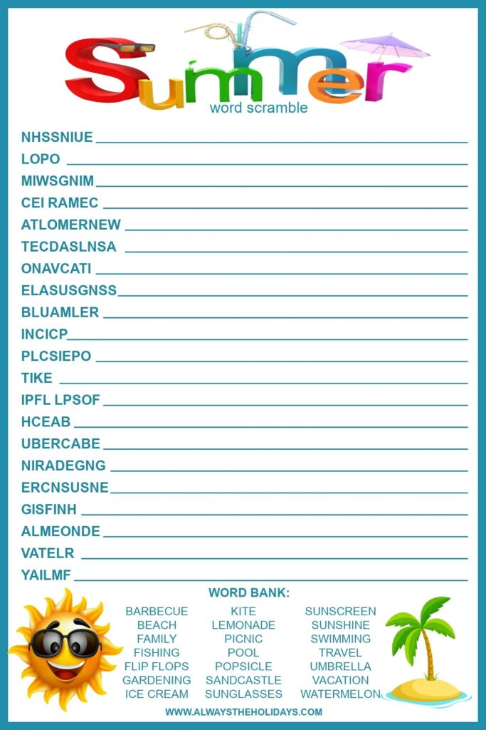 Word Scramble Printable Free - Free Printable Worksheets