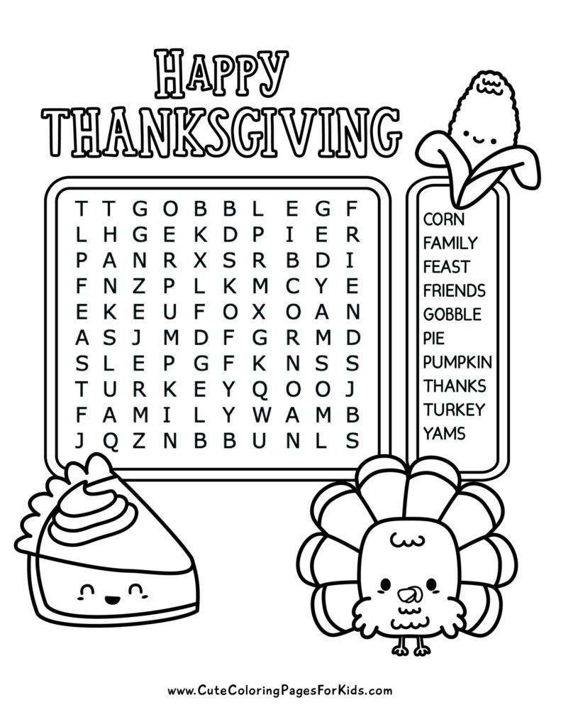 Thanksgiving Search A Word Printable - Free Printable Worksheets