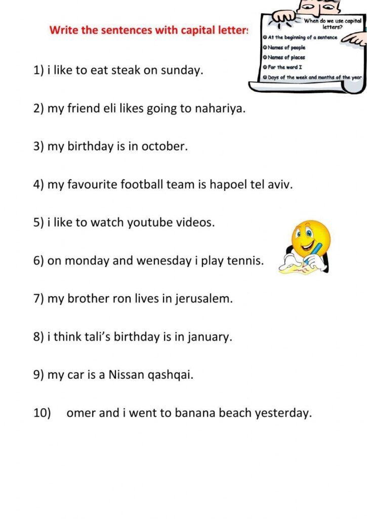 Capital Letters Worksheet - Free Printable Worksheets