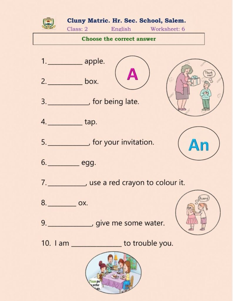 English Worksheet For Class 2 - Free Printable Worksheets