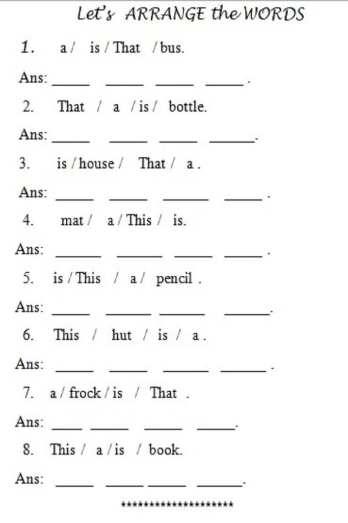 English Worksheet For Class Ukg - Free Printable Worksheets