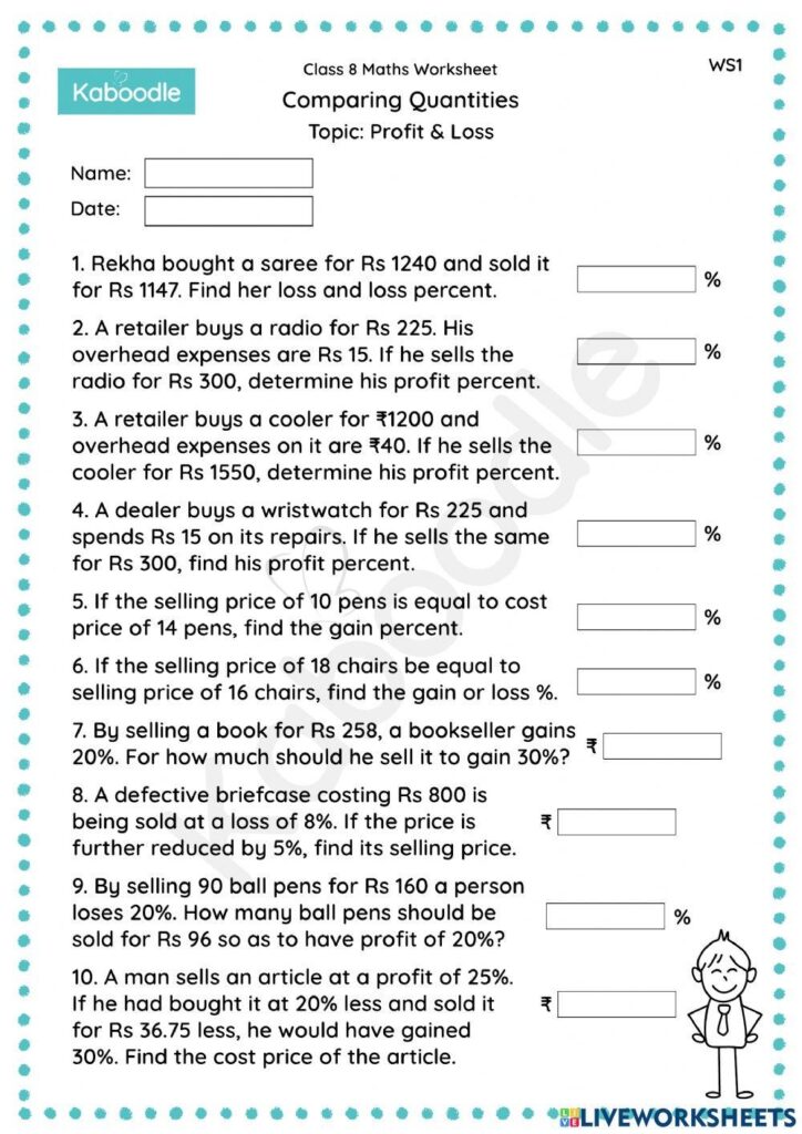 Profit And Loss Class 6 Worksheet - Free Printable Worksheets