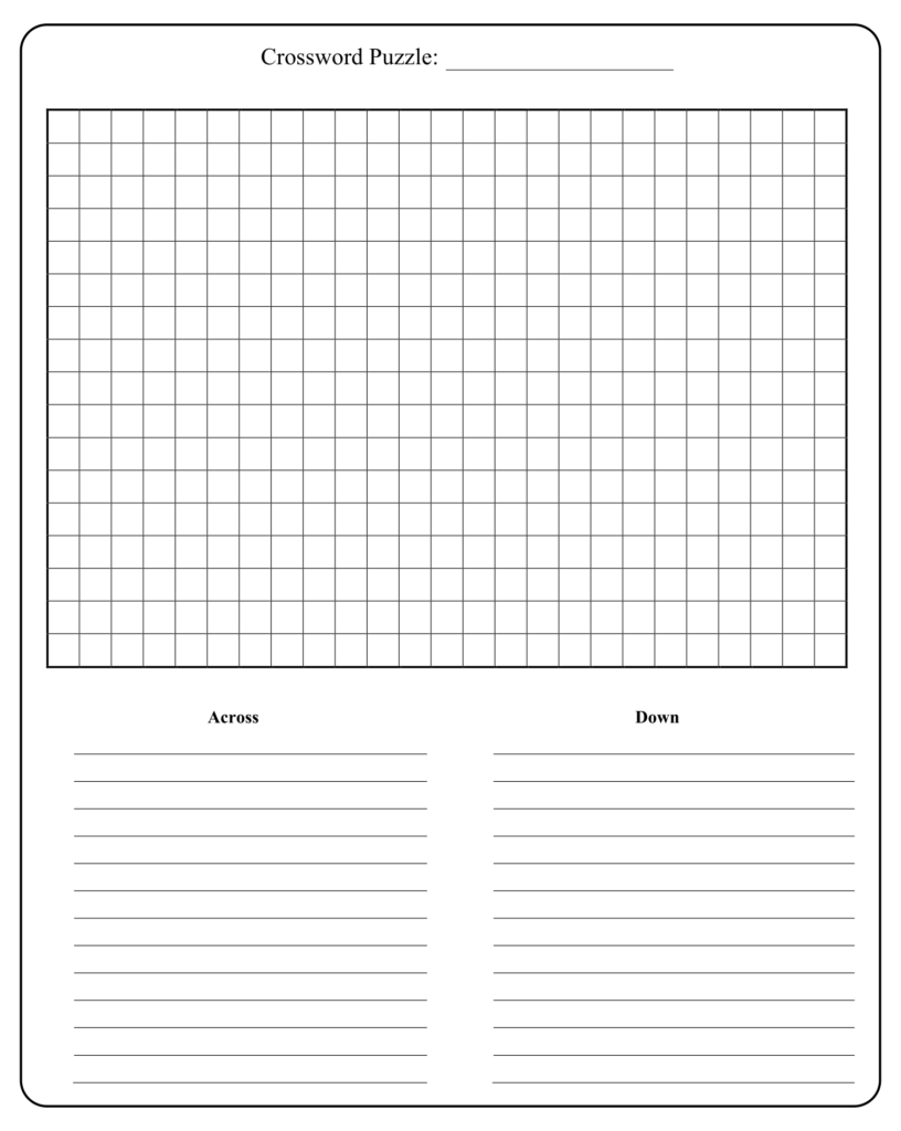 Editable Blank Crossword Puzzle Template - Free Printable Worksheets