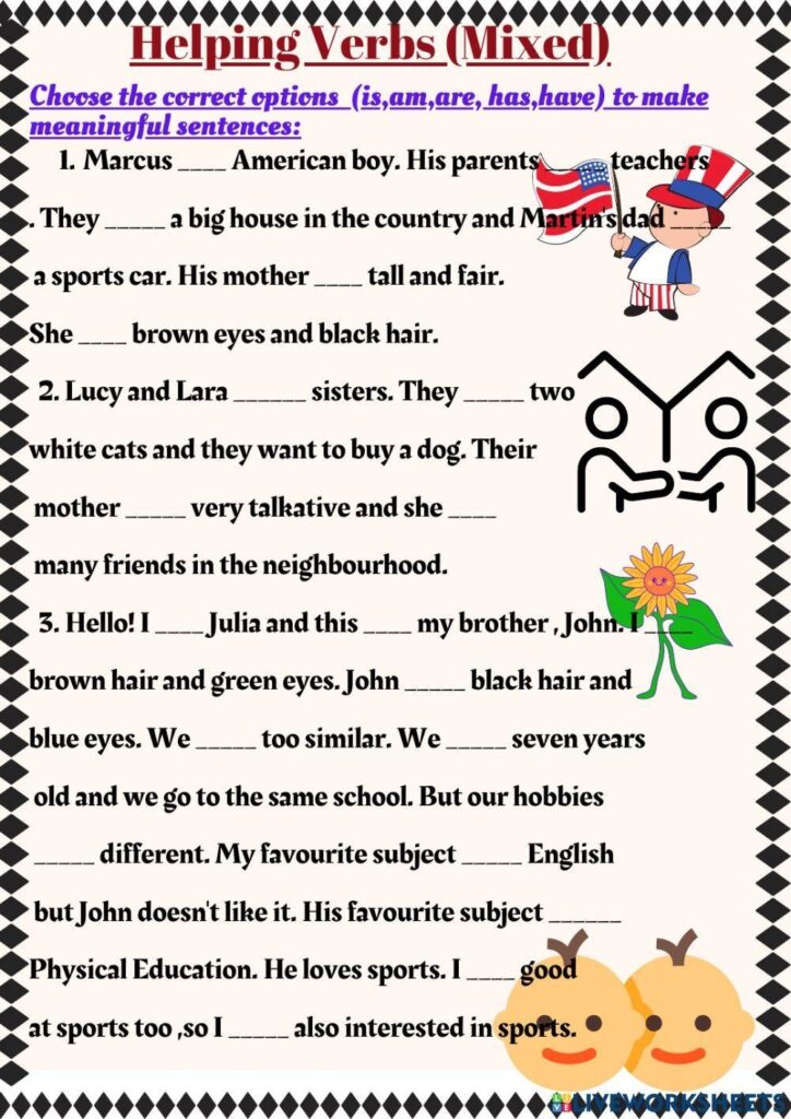 Helping Verbs Worksheet - Free Printable Worksheets