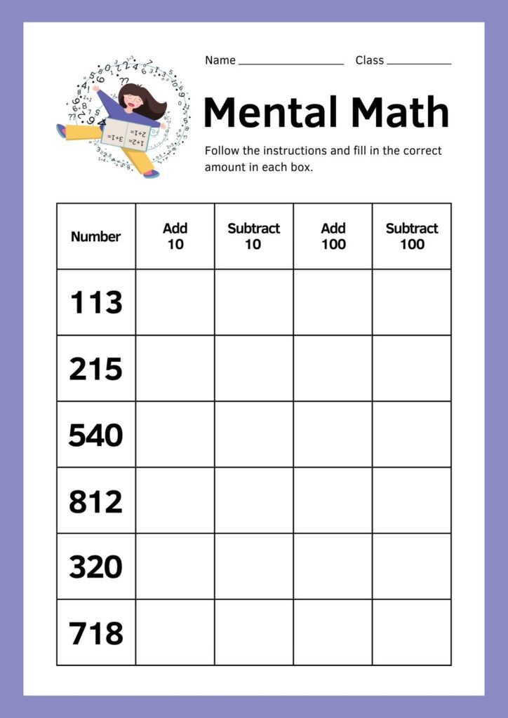 Mental Maths Worksheets Free Printable Worksheets