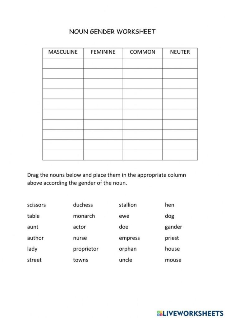 Gender Worksheet - Free Printable Worksheets