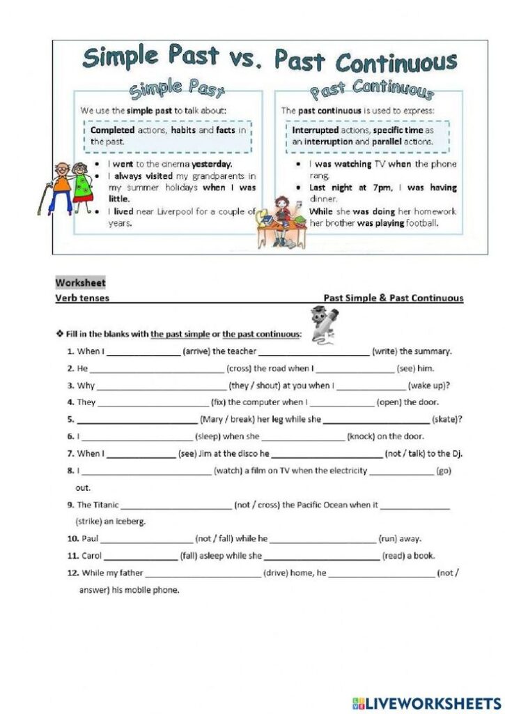 Past Continuous Worksheet - Free Printable Worksheets