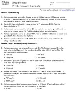 Profit And Loss Maths Worksheets - Free Printable Worksheets