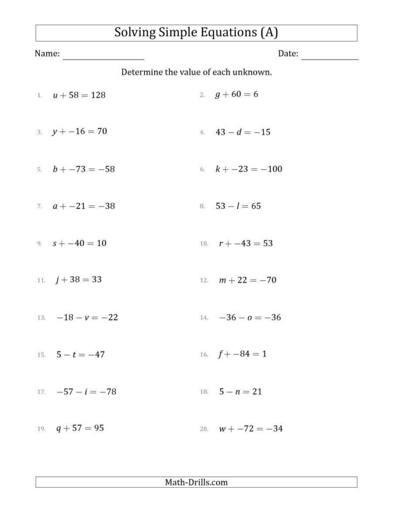 Simultaneous Equations Worksheet - Free Printable Worksheets