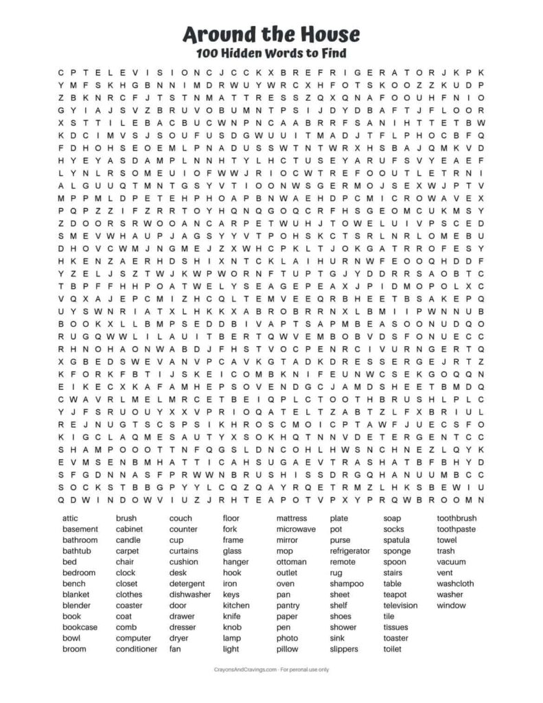 Free Printable Hard Word Searches - Free Printable Worksheets