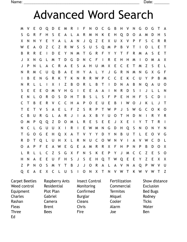 Advanced Word Search Printable - Free Printable Worksheets
