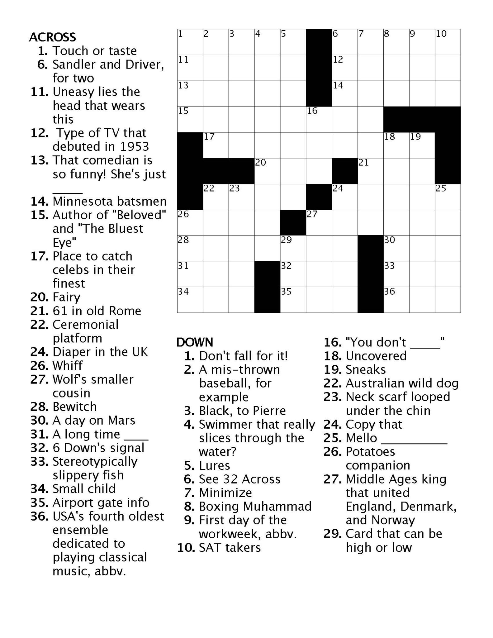 Crossword Printable Pdf - Free Printable Worksheets