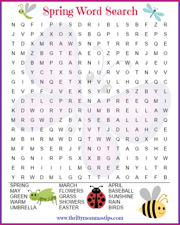 Spring Word Find Printable - Free Printable Worksheets