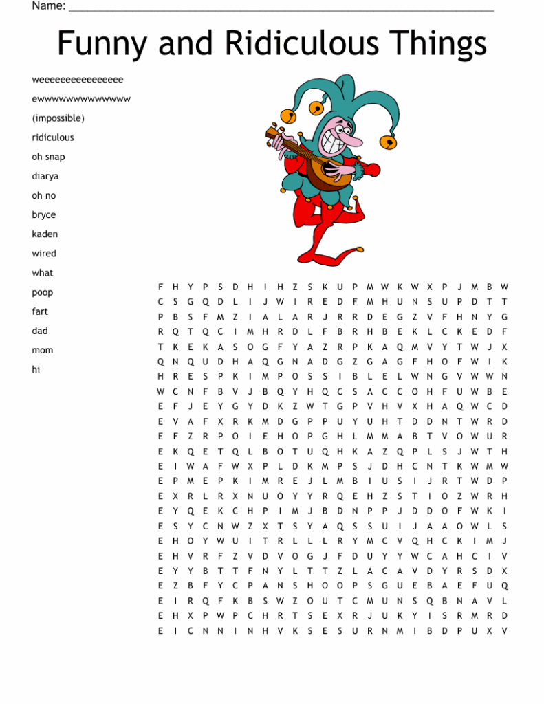 Funny Word Search Puzzles Printable - Free Printable Worksheets