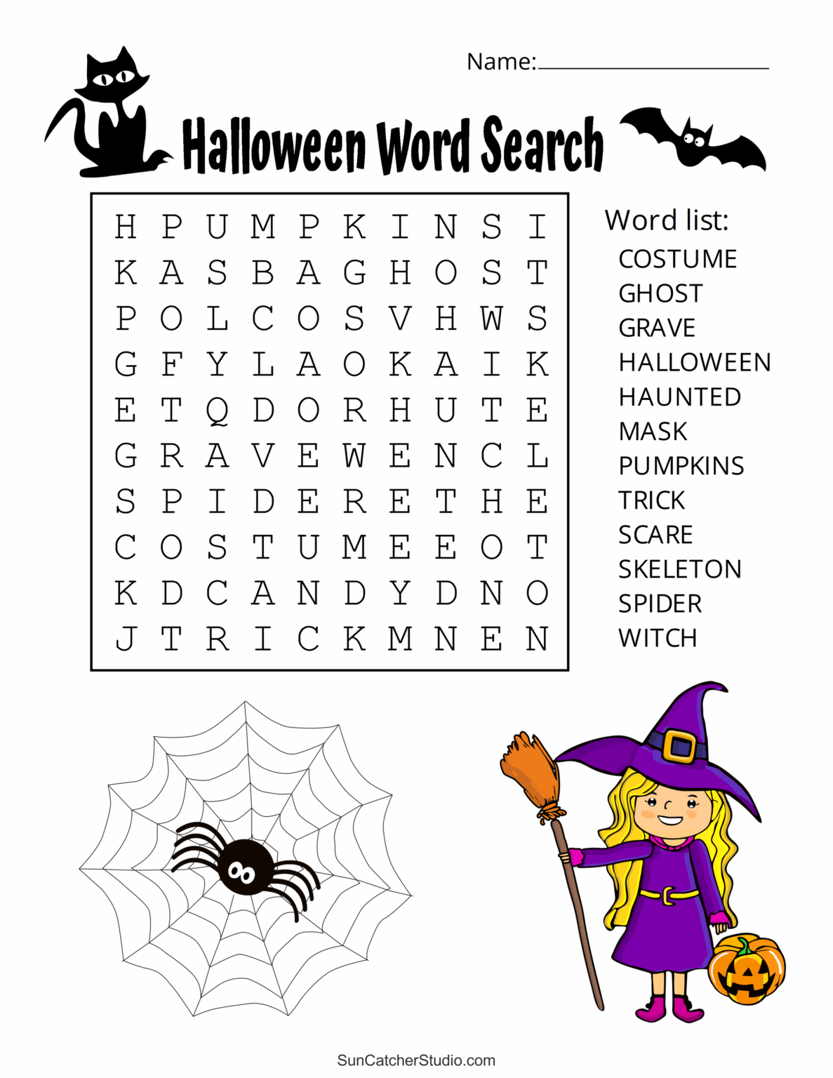 Printable Halloween Word Searches - Free Printable Worksheets