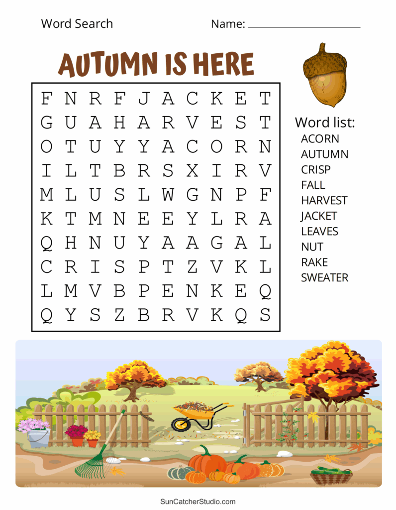 Autumn Word Search Printable - Free Printable Worksheets