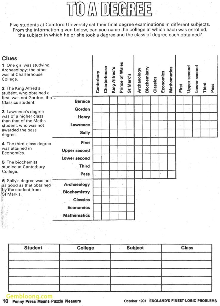 Free Logic Puzzles Printable - Free Printable Worksheets