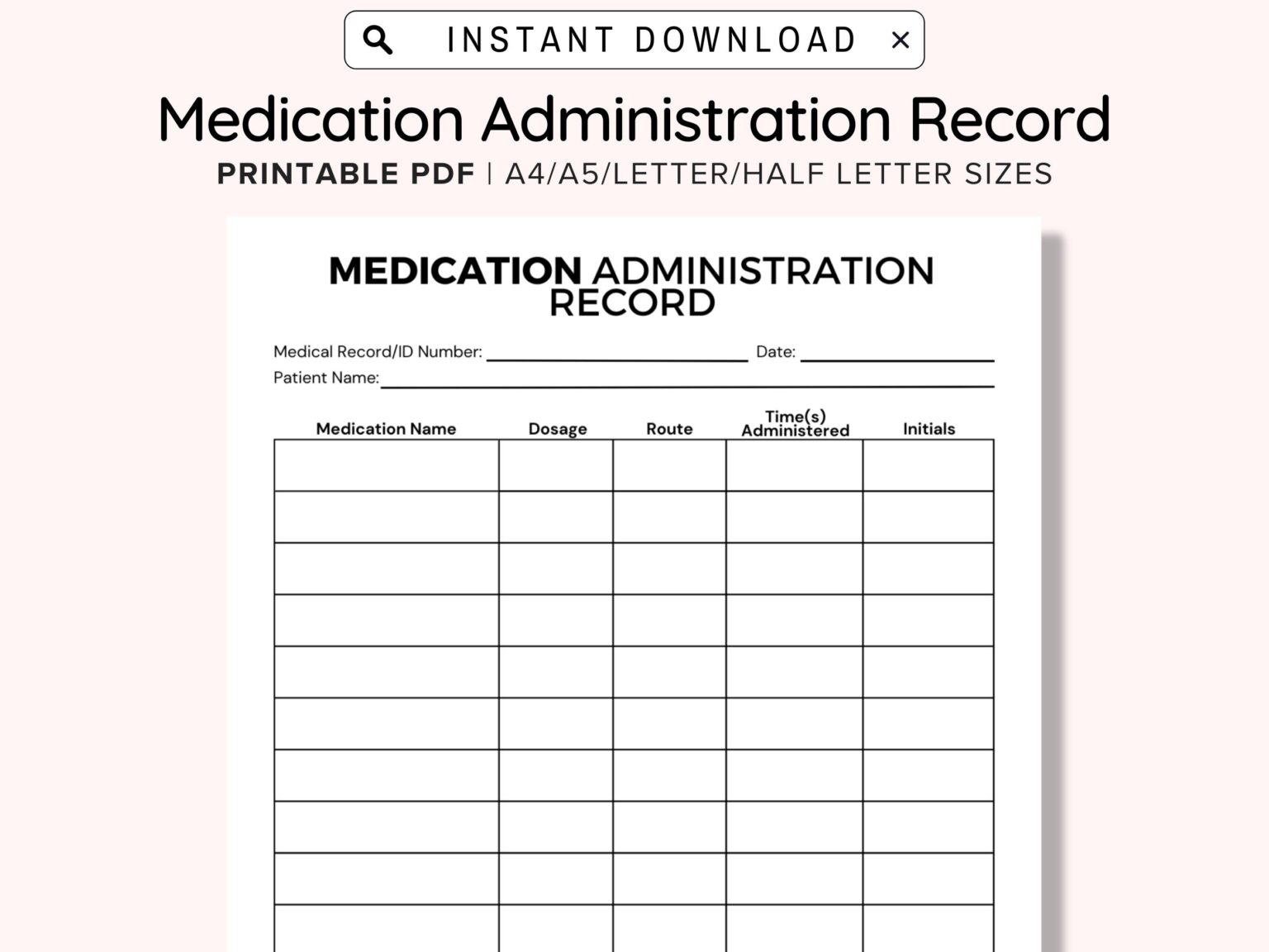 Printable Medication Administration Record Template Word - Free ...