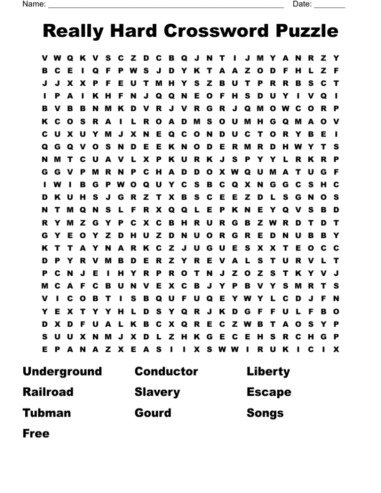 Free Printable Hard Crossword Puzzles - Free Printable Worksheets